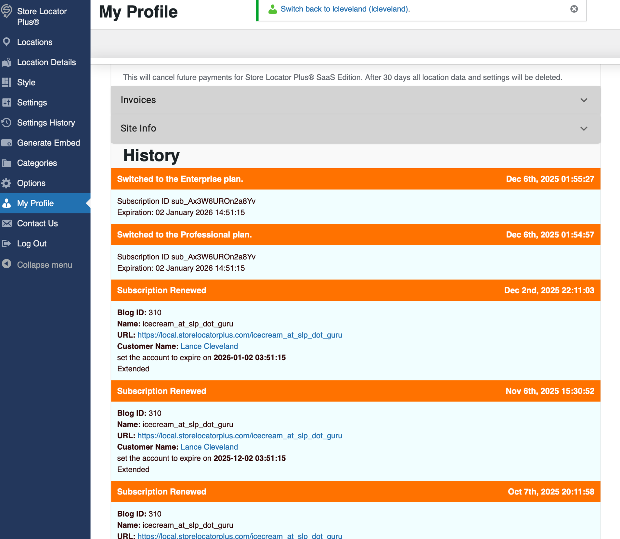 Profile | History and Overages Update – Store Locator Plus® Internal Docs